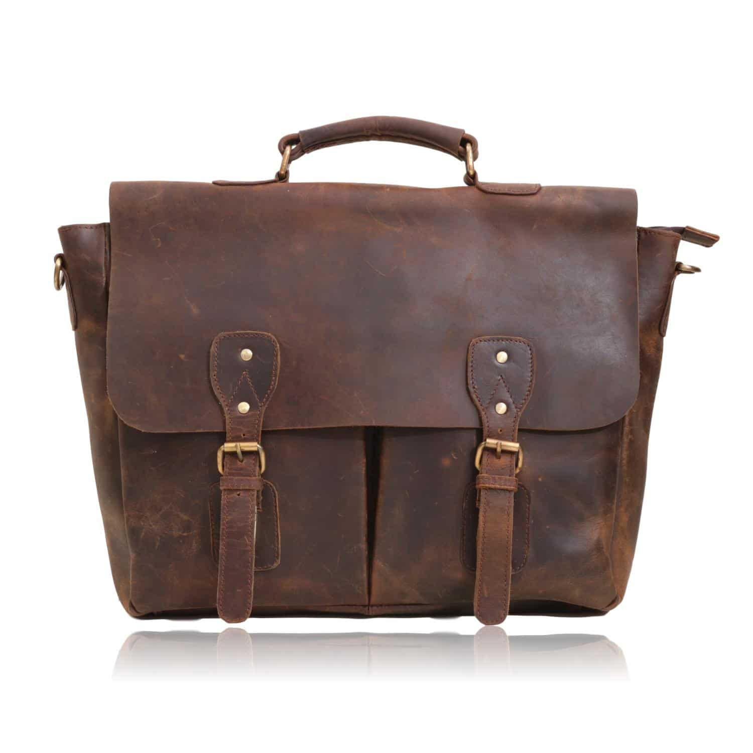 Unisex Dark Rustic Brown Leather Messenger – Quvom.com