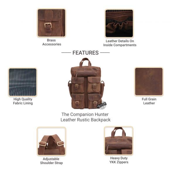 The Companion Hunter Leather Rustic Backpack – Quvom.com