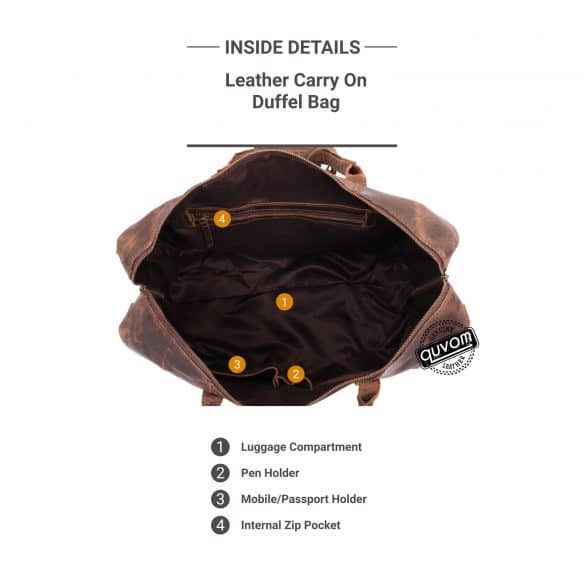 Leather Carry On Duffel Bag – 20/24 Inches Size – Quvom.com